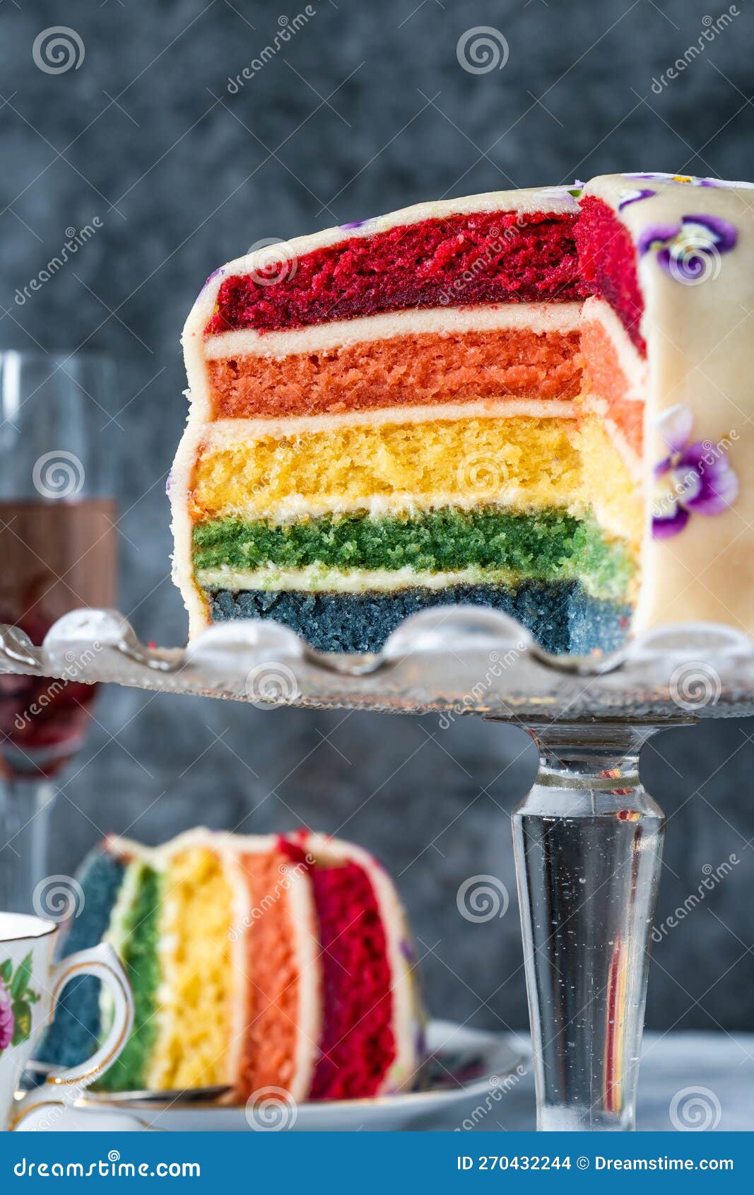 Rainbow cake stock photo. Image of homemade, icing, indulgence - 270432244