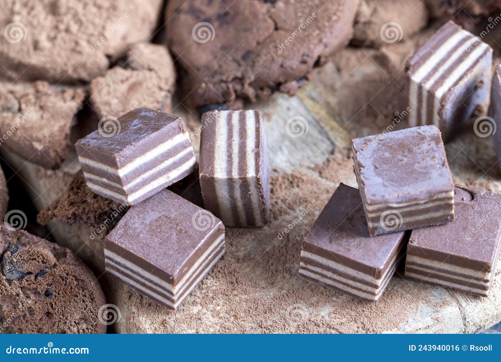 Multi-layered Sweets Made of Cream and Chocolate Layers Stock Photo ...