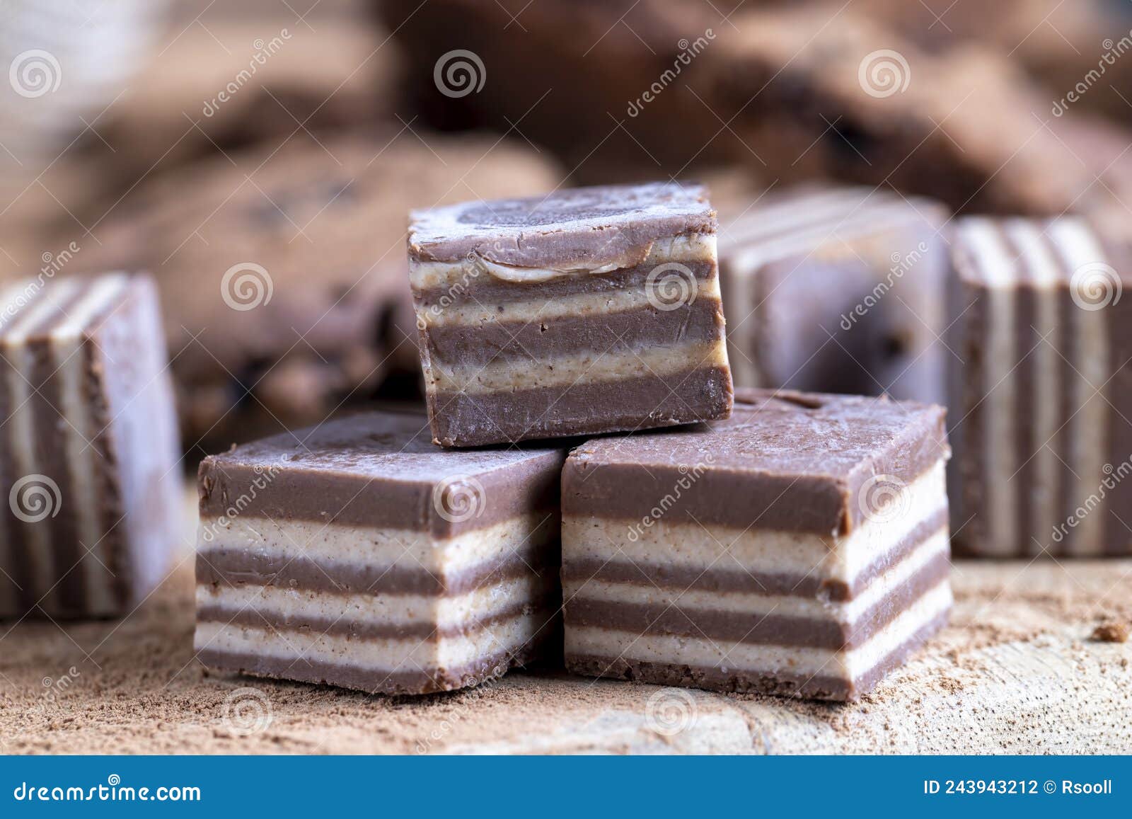 Multi-layered Sweets Made of Cream and Chocolate Layers Stock Photo ...
