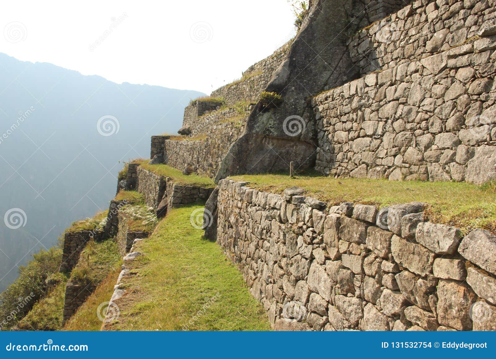 The Layered Terraces at Machu Picchu Stock Photo - Image of ancient ...
