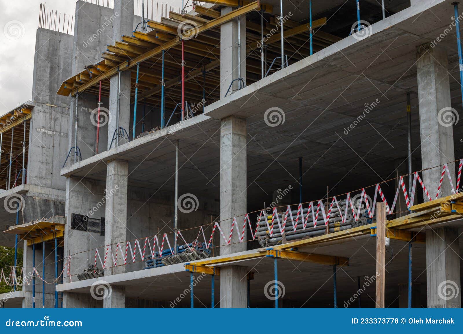 Multi-level Commercial High-rise Building Construction with Blue Sky ...