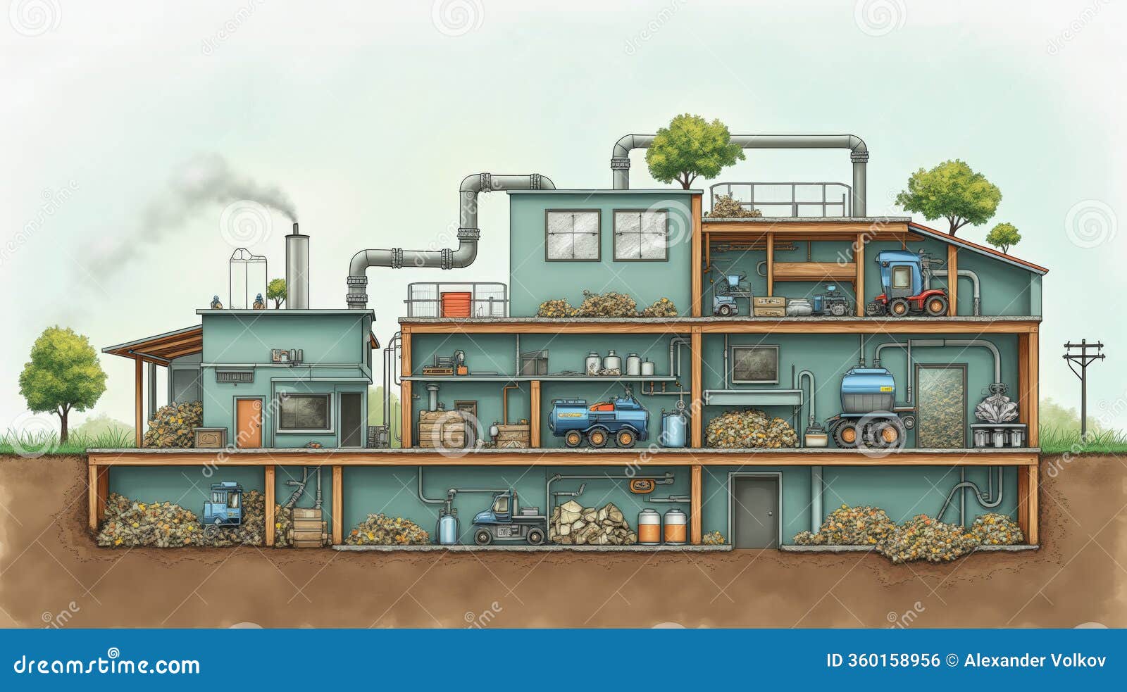 The Multi-level Compost Facility Illustrates Various Stages of Organic ...