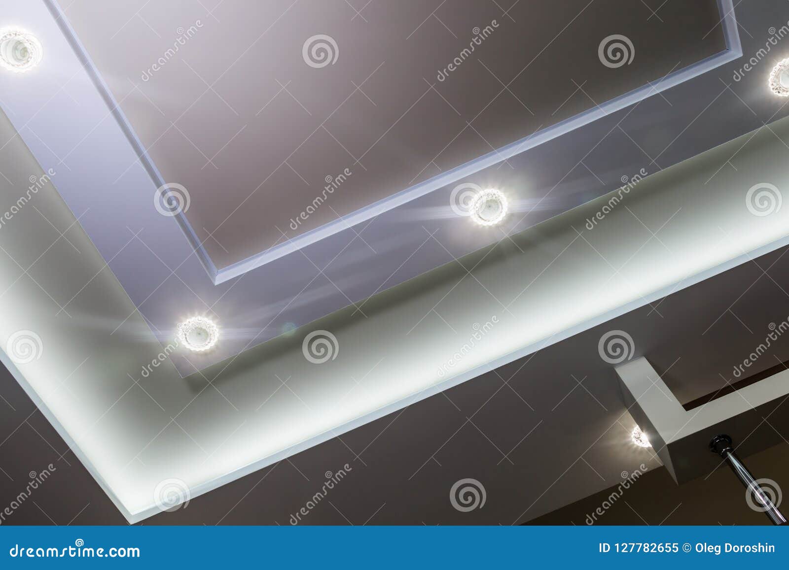 Multi-level Modern Ceilings in the Interior Stock Image - Image of spot ...