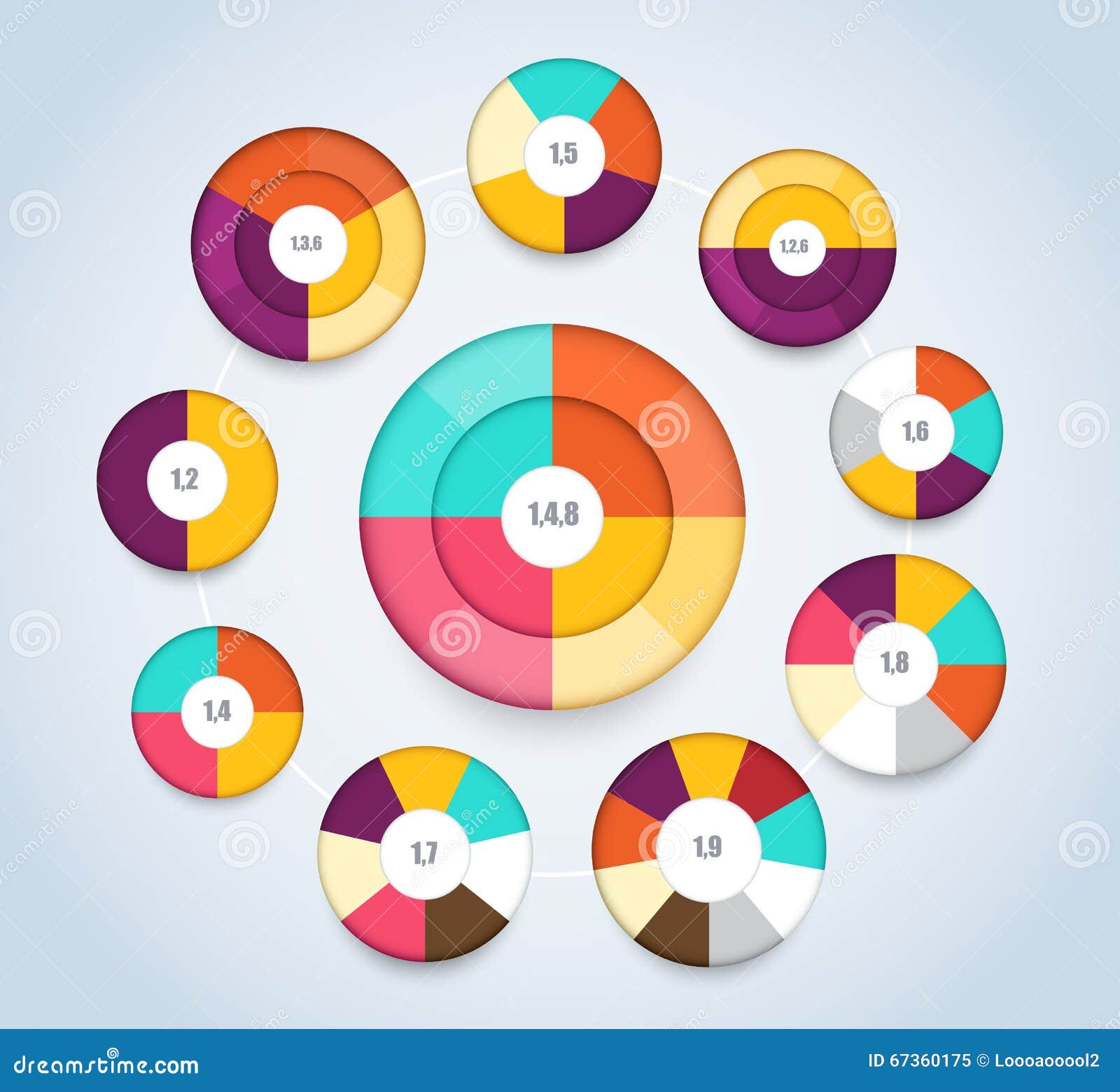 Multi Level Pie Chart Template for Presentation. Vector Stock Vector ...