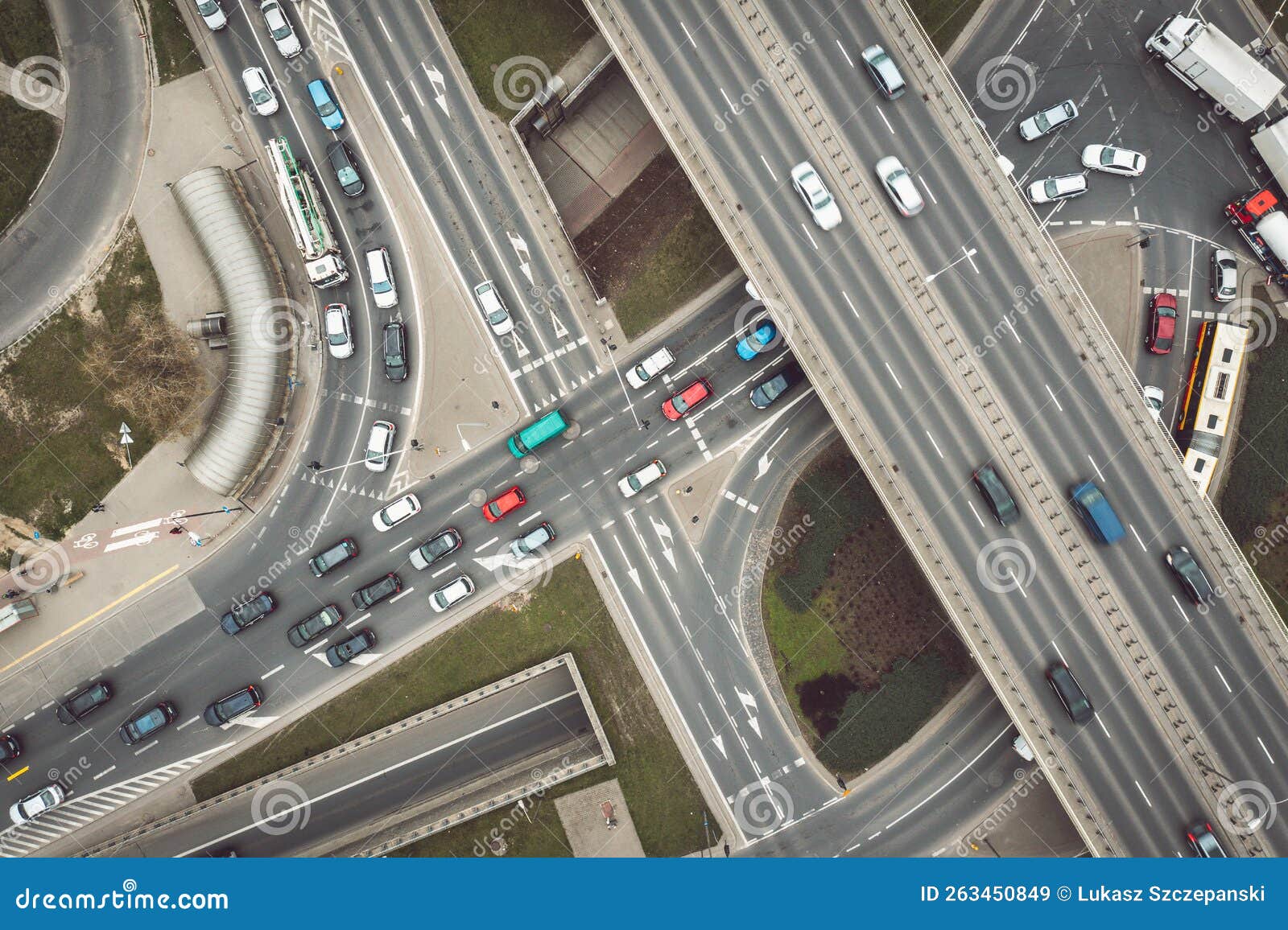 Multi-level Road Intersection Aerial Landscape Stock Image - Image of ...