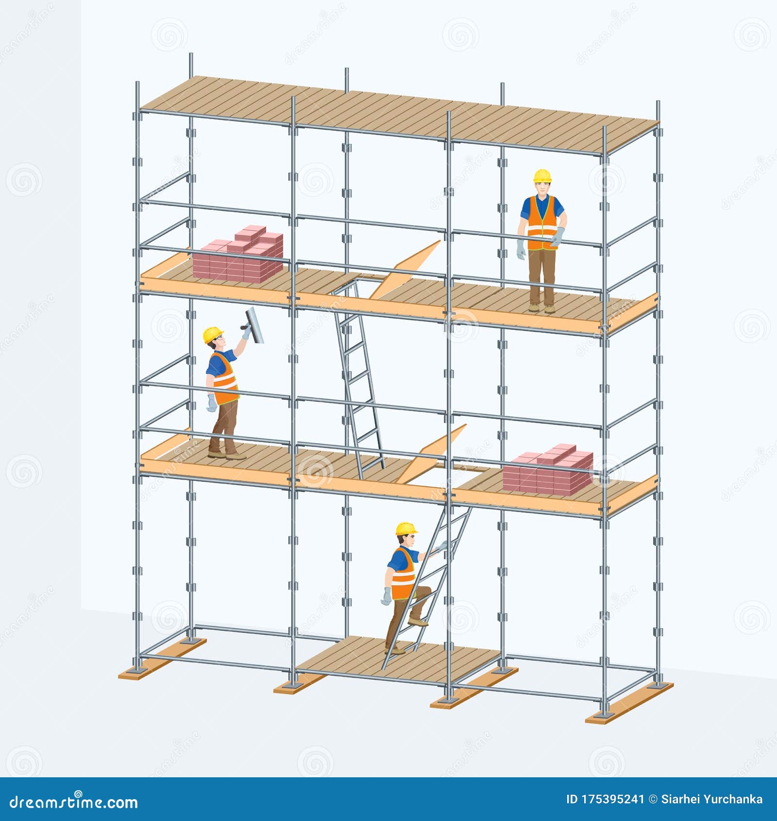 Scaffolding With A Worker On Them Cartoon Vector | CartoonDealer.com ...