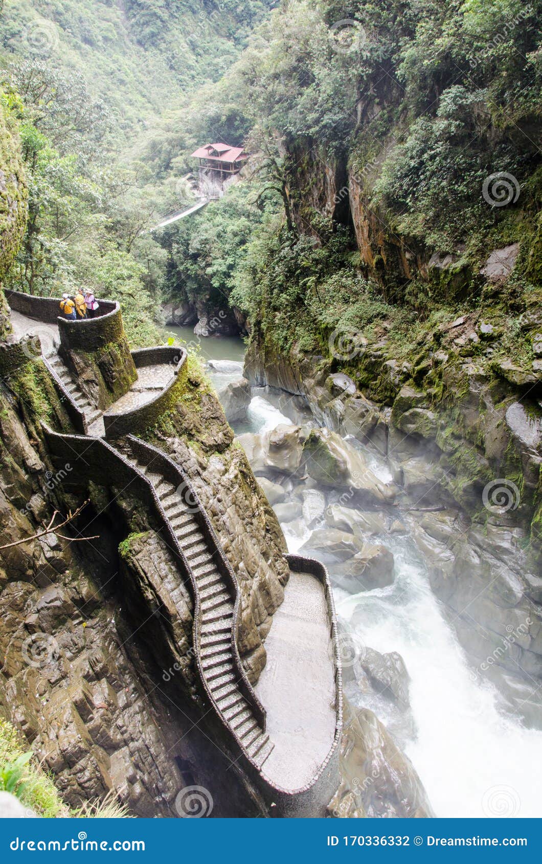 A Multi Level Viewing Platform Next To a Waterfall in Ecuador Stock ...