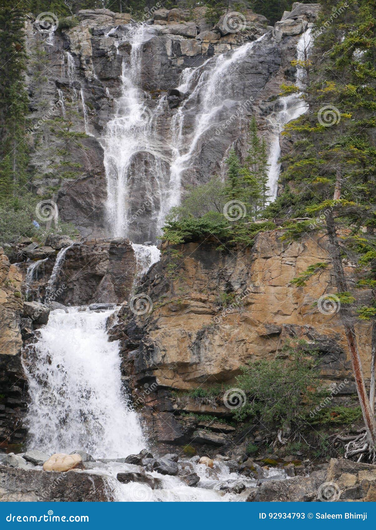 Multi-level Waterfall in Jasper National Park Stock Image - Image of ...