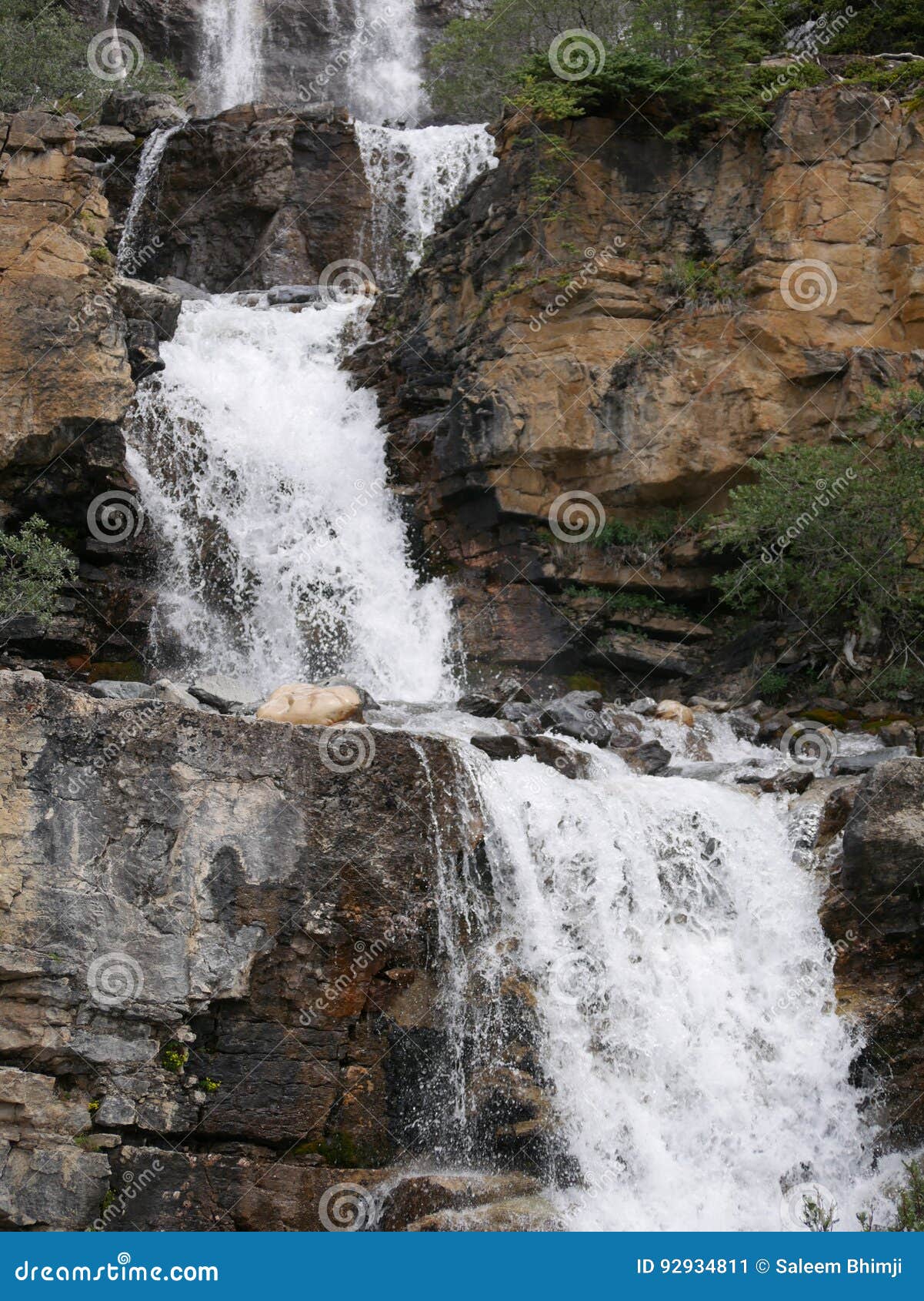 Multi-level Waterfall in Jasper National Park Stock Image - Image of ...