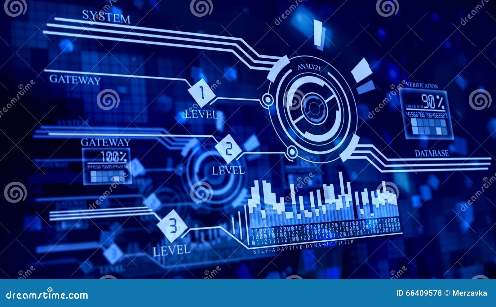 Multi-leveled Firewall in Cyberspace Stock Illustration - Illustration ...