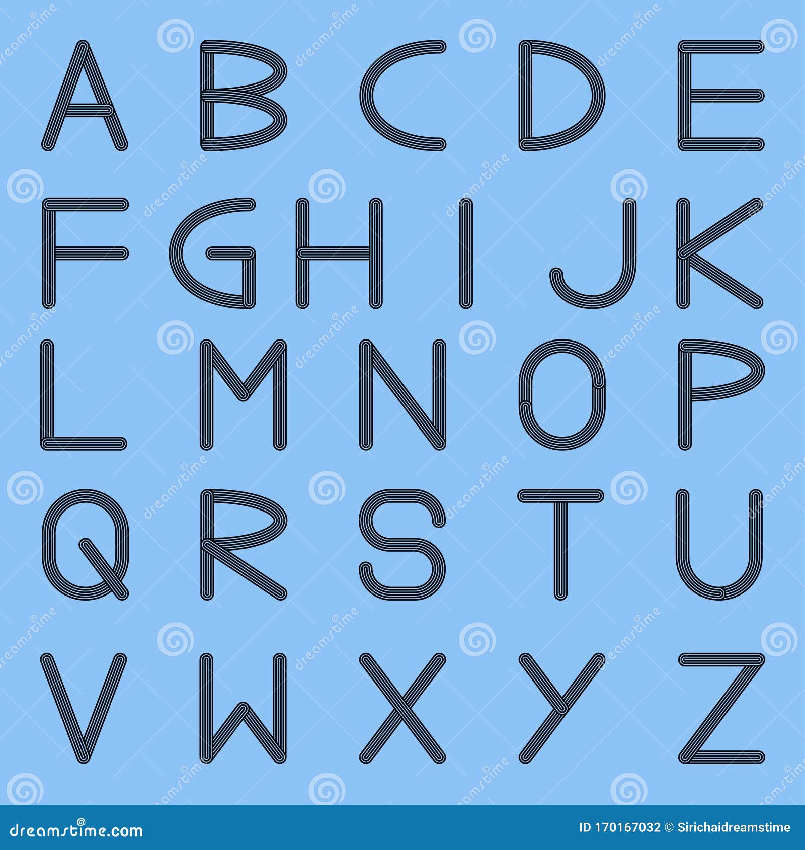 Multi Line Capital Letters of the English Alphabet Stock Vector ...