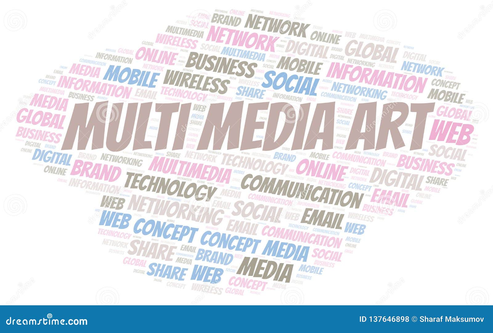 Multi Media Art word cloud stock illustration. Illustration of fonts ...