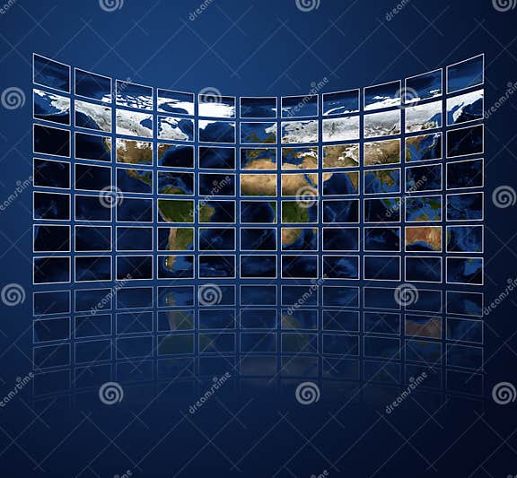 Multi Media Screens Displaying the Atlas Stock Photo - Image of multi ...