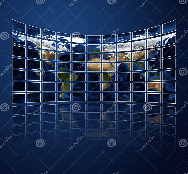 Multi Media Screens Displaying the Atlas Stock Photo - Image of multi ...