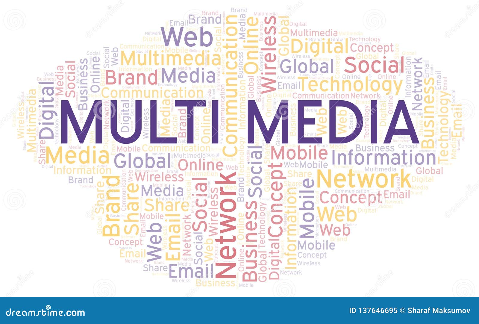 Multi Media word cloud stock illustration. Illustration of collage ...