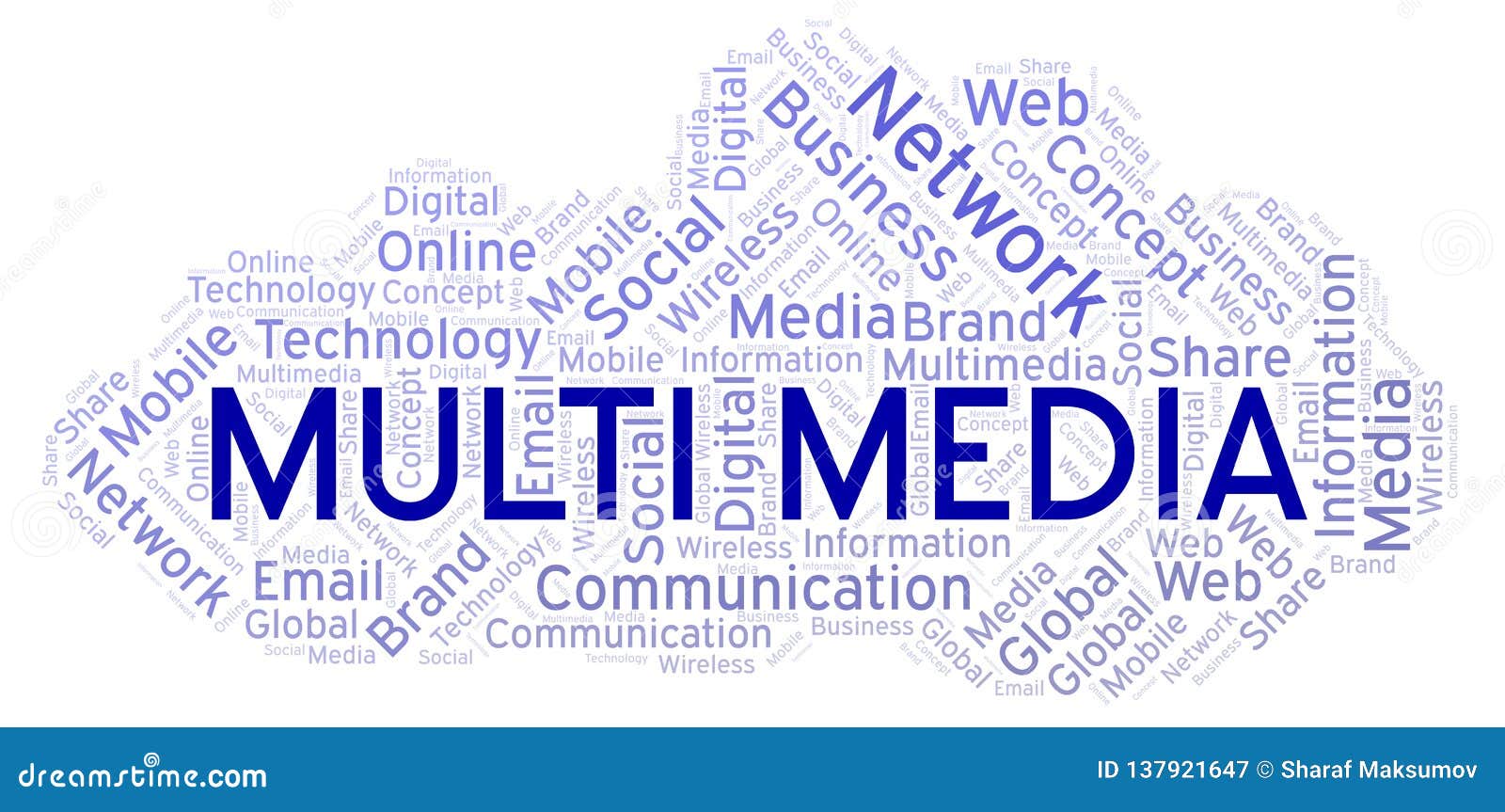 Multi Media word cloud stock illustration. Illustration of typography ...