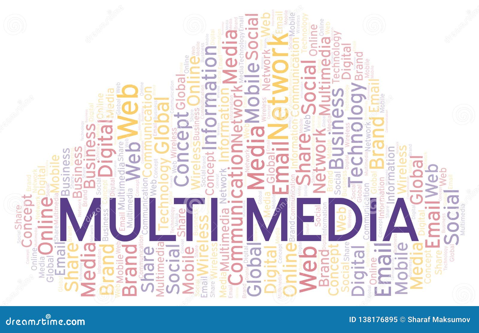 Multi Media word cloud stock illustration. Illustration of card - 138176895