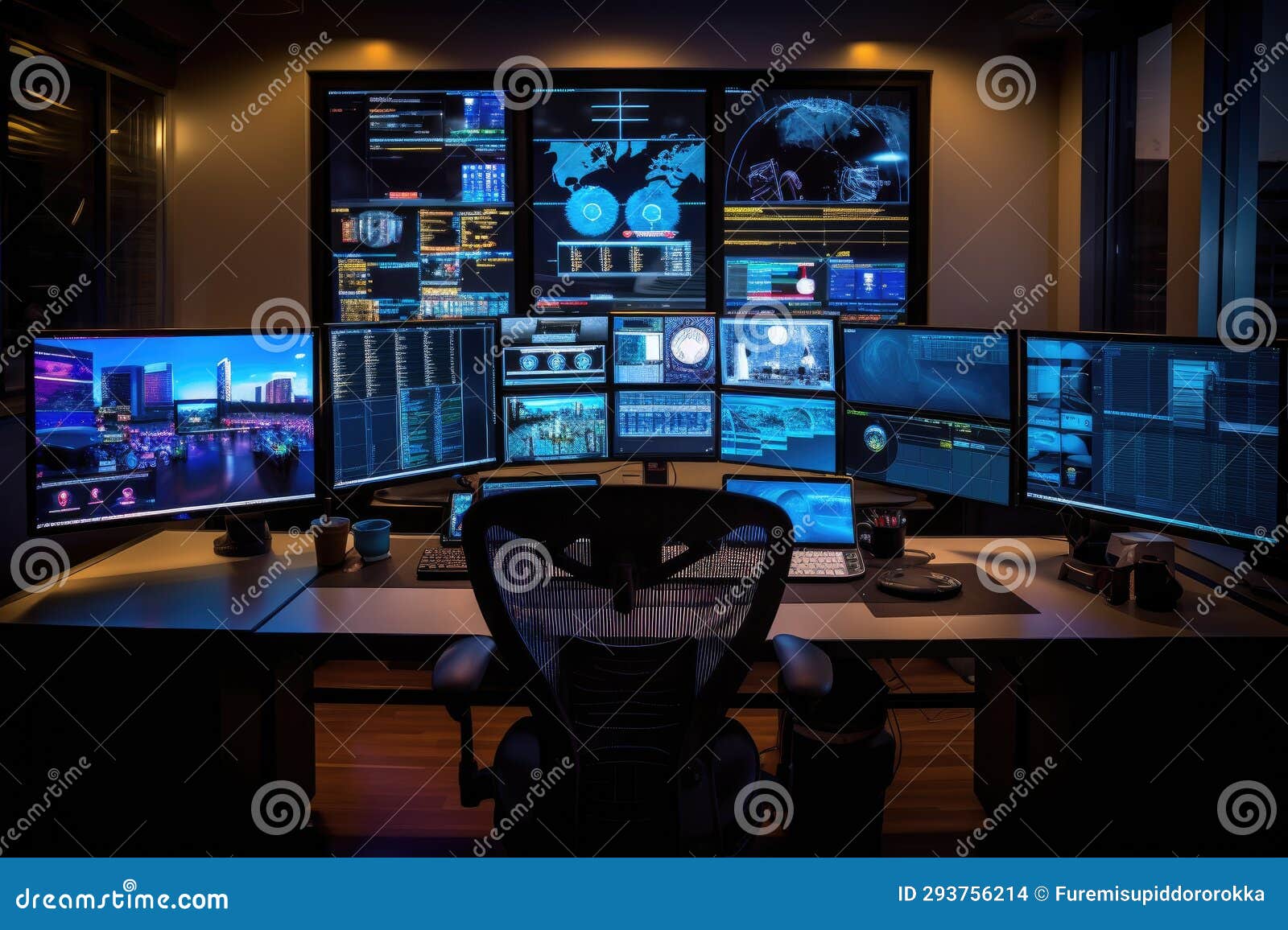 Multi Monitor Cybersecurity Analyst Workstation Monitoring System with ...