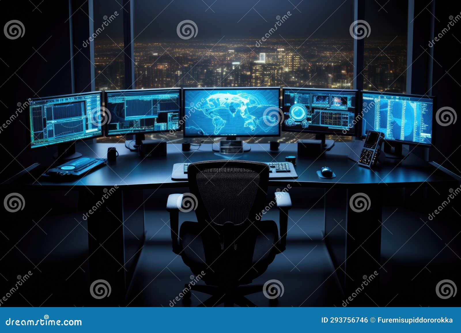 Multi Monitor Cybersecurity Analyst Workstation Monitoring System with ...