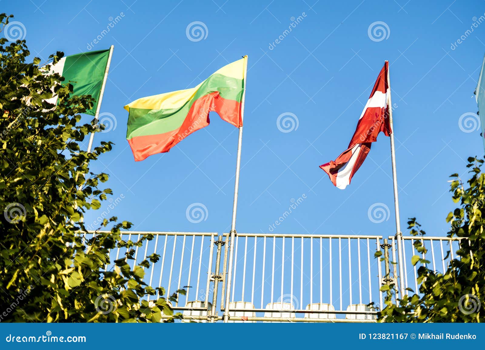 Multi National Flags of Different Countries Against the Blue Sky Stock ...
