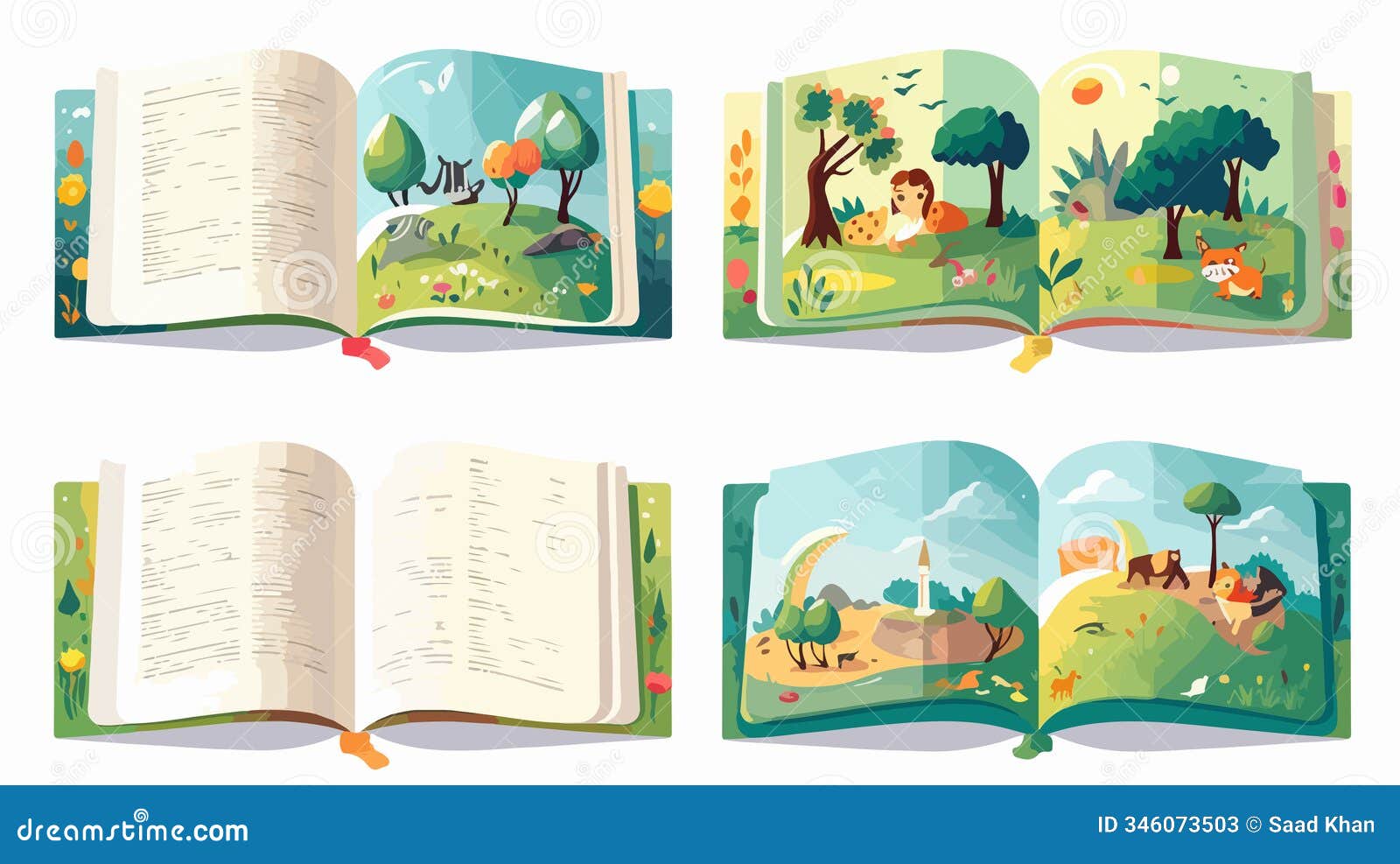 Multi-Page Book Design Cartoon Vector Illustration Stock Illustration ...