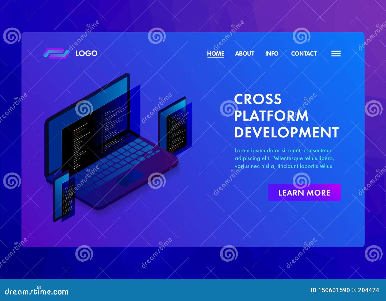 Multi Platform Software Development And Coding Programming Website Template Landing Page Or