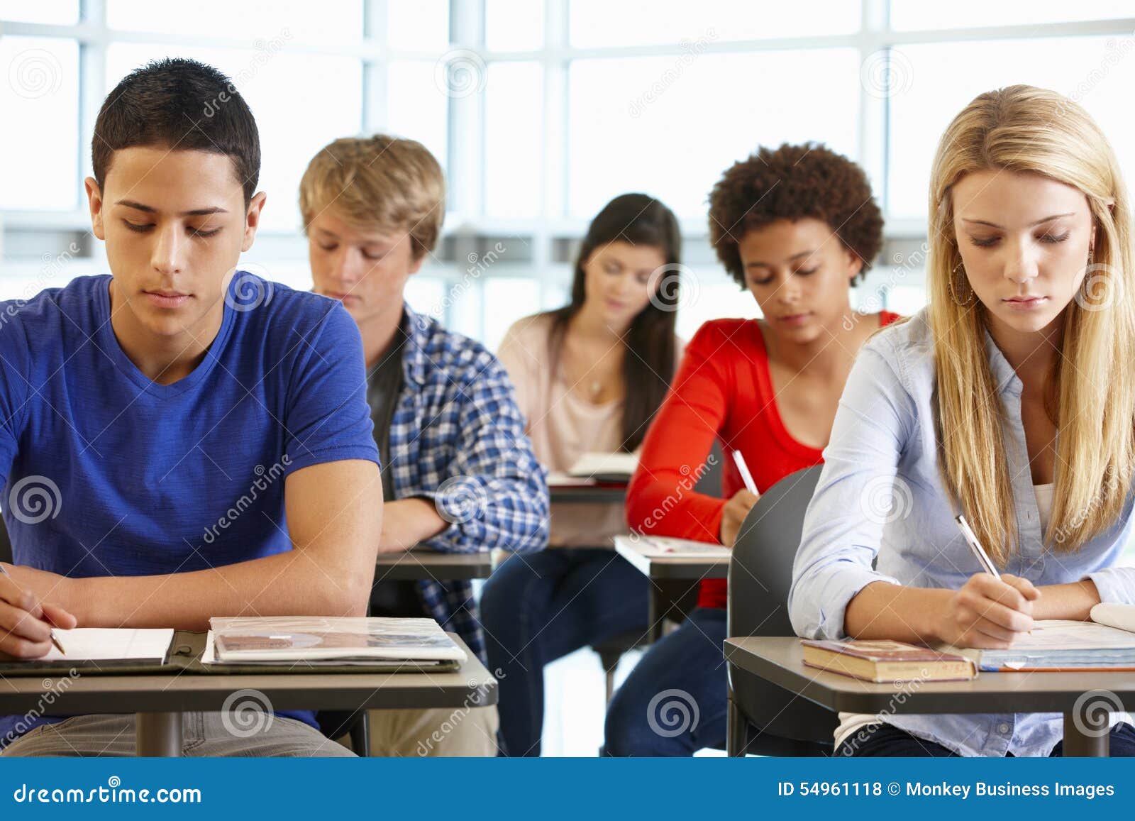 Multi Racial Teenage Pupils in Class Stock Photo - Image of academic ...