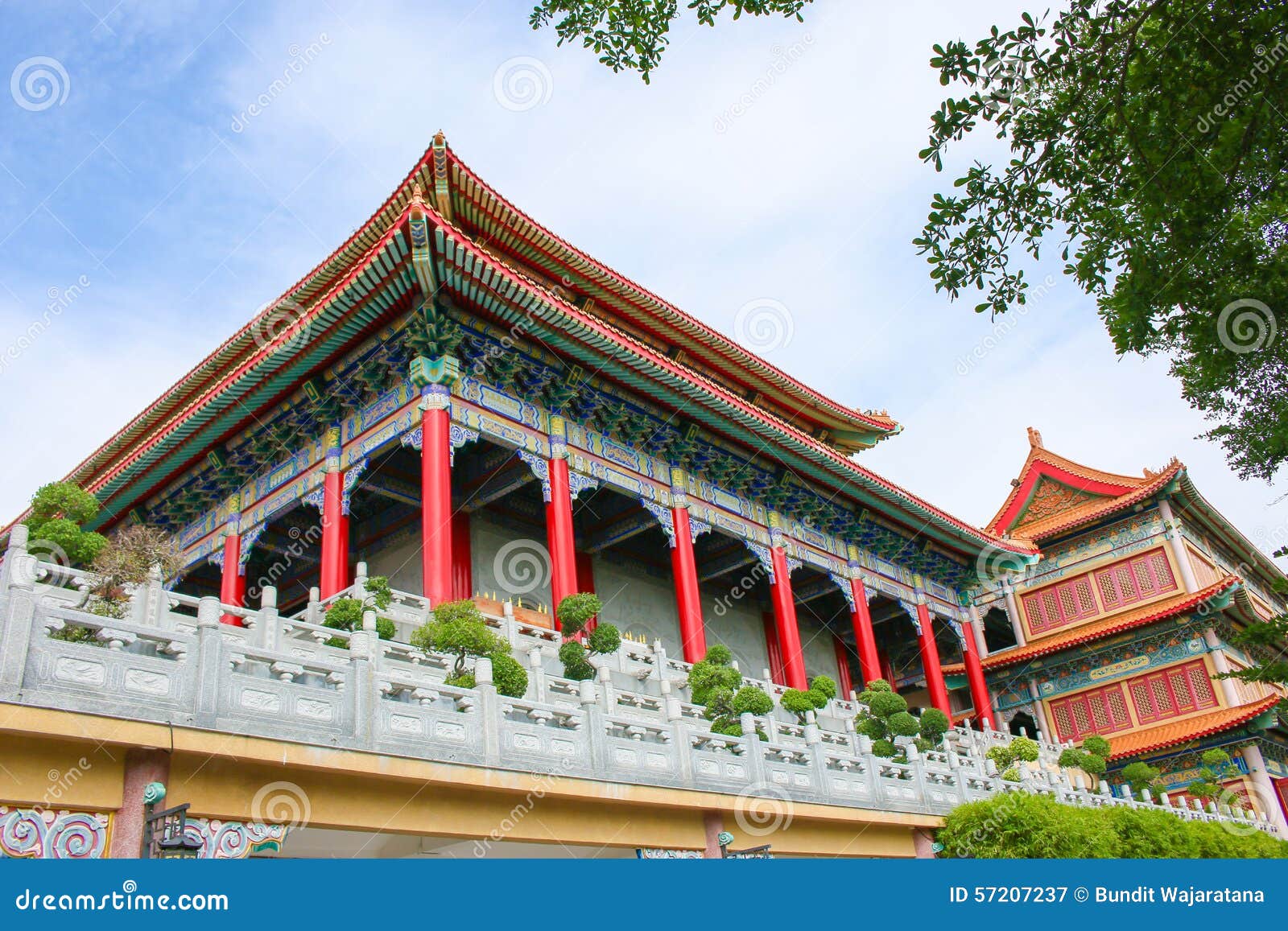 Multi Red Pole of Chinese Temple As Perspective Stock Image - Image of ...
