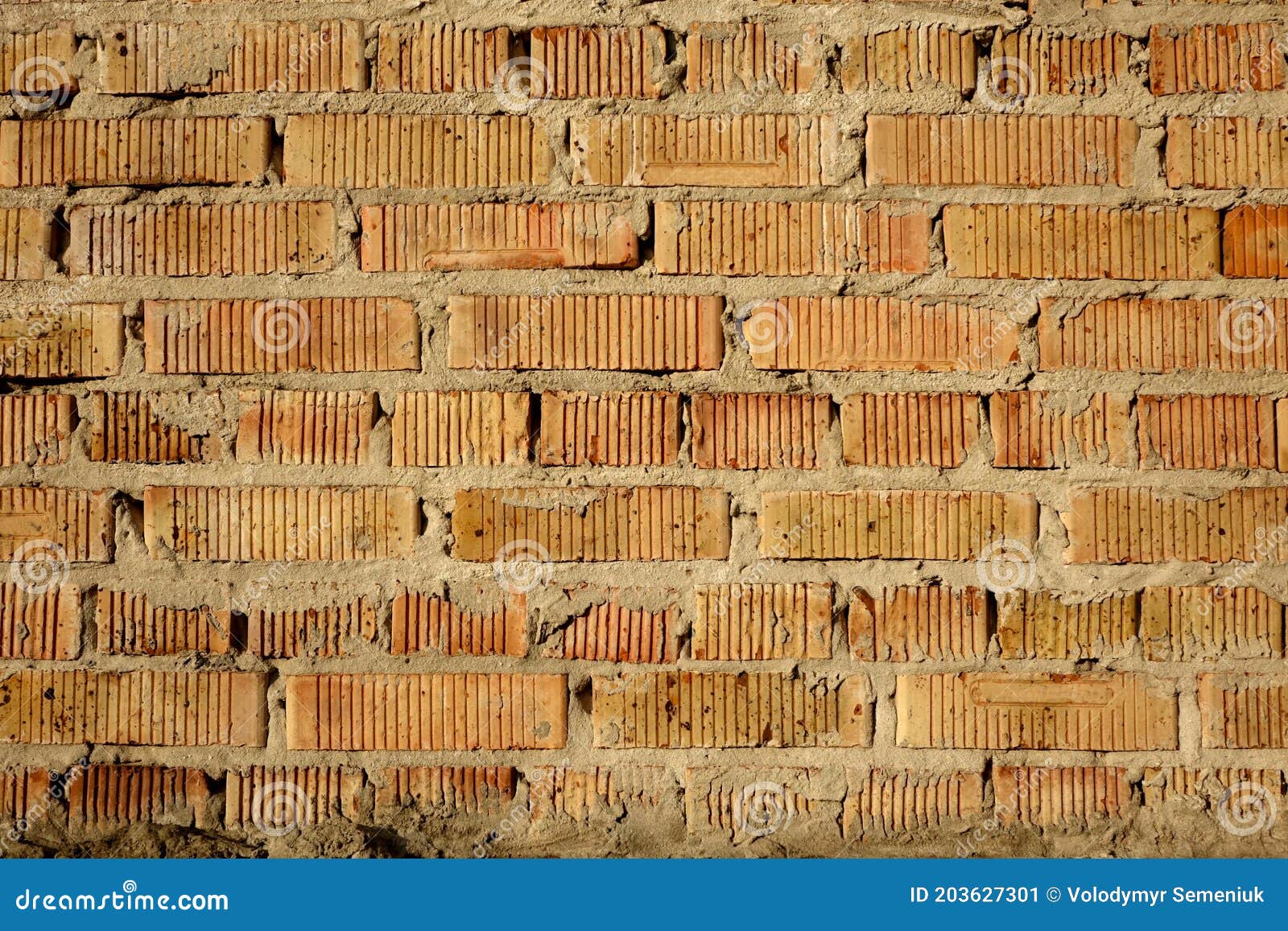 Multi-row Masonry Light Red Bricks with Vertical Groove Texture. Ugly ...