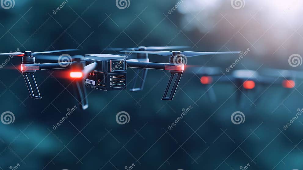 Multi-sensor Arrays on Drones, 3D Illustration Stock Illustration ...