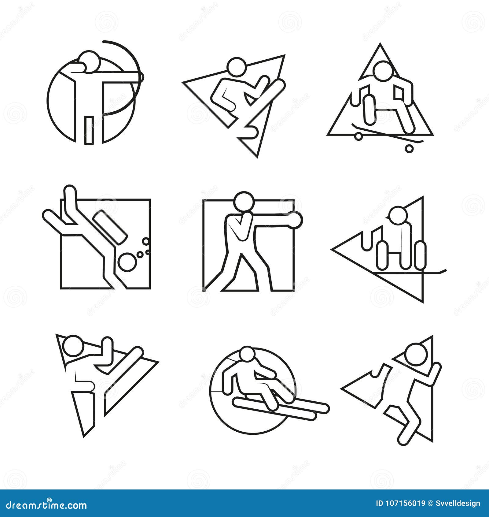 Multi Shape Outline Sport Abstract Symbol Vector Illustration Graphic ...