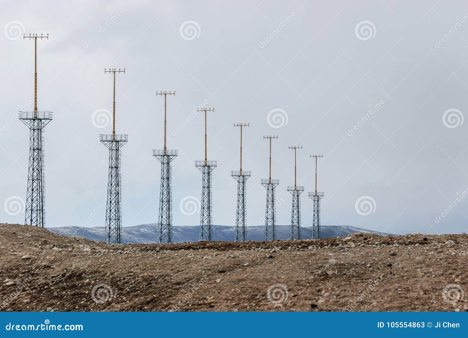 Signal Towers on Grassland in Wild Stock Image - Image of landscape ...
