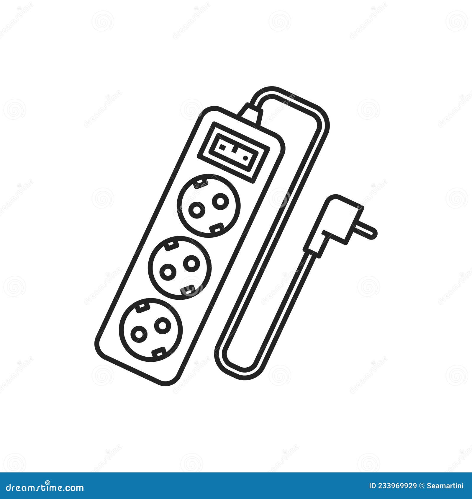 Multi Socket Plug Isolated Electric Extension Cord Stock Vector ...