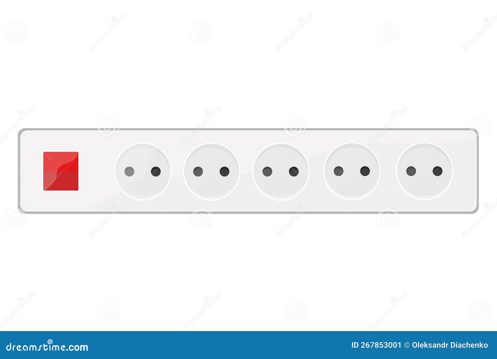 Multi-socket Socket with Switch Red on White Background Vector ...