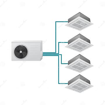 Multi Split Air Conditioning System. Stock Vector - Illustration of ...