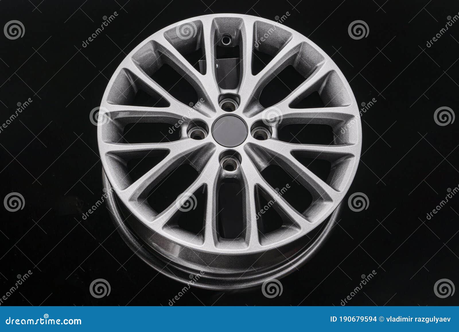 Multi-spoke Gray Alloy Wheel on Black Background Stock Photo - Image of ...