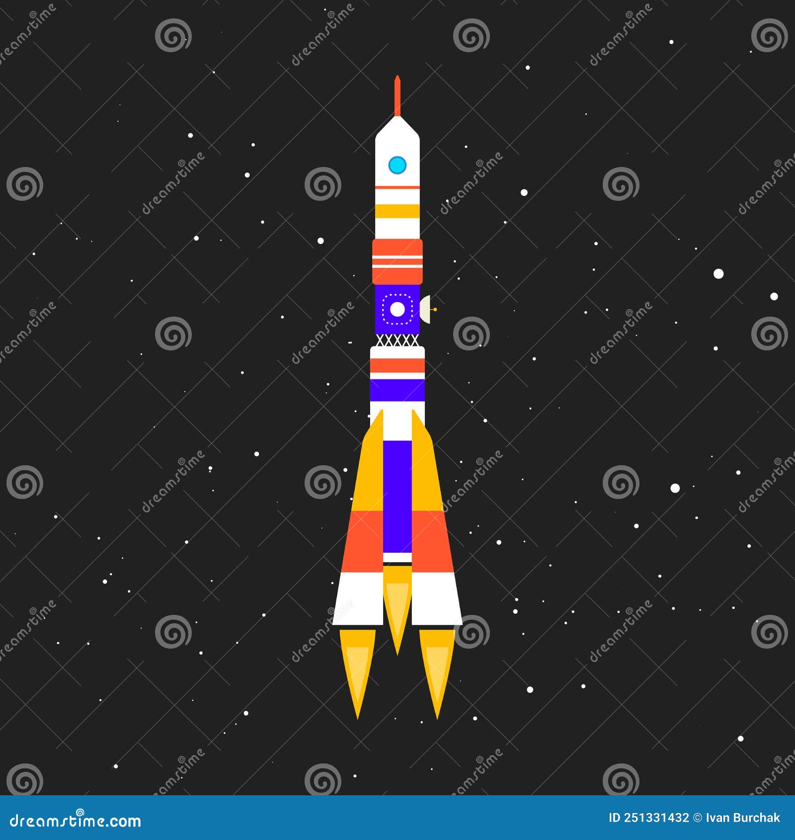 Multi-stage Space Rocket. Flat Vector Illustration Stock Vector ...