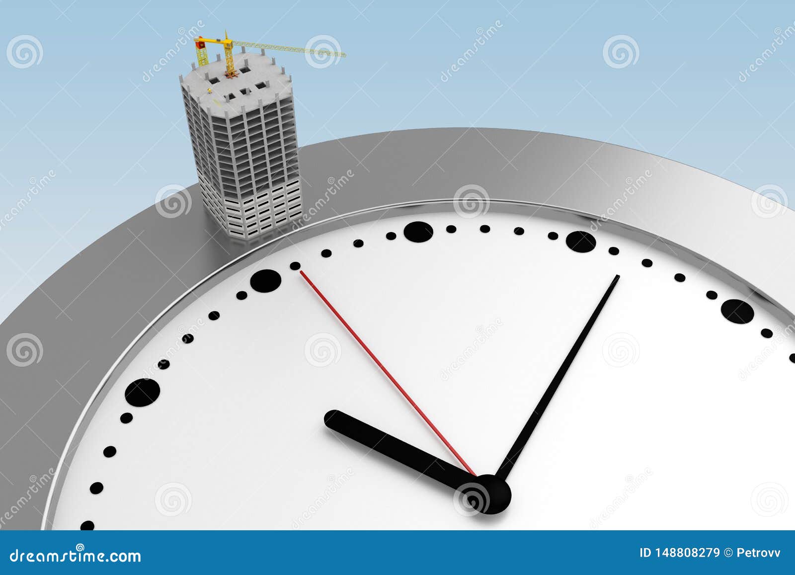 Multi-storey Building is Built on Clock Stock Illustration ...