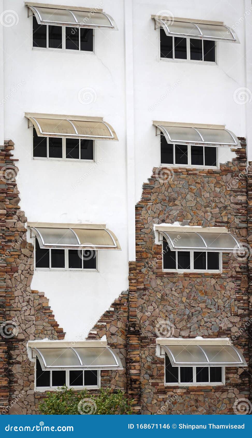 Multi Storey Building, Glass Windows with Awning. Stock Photo - Image ...