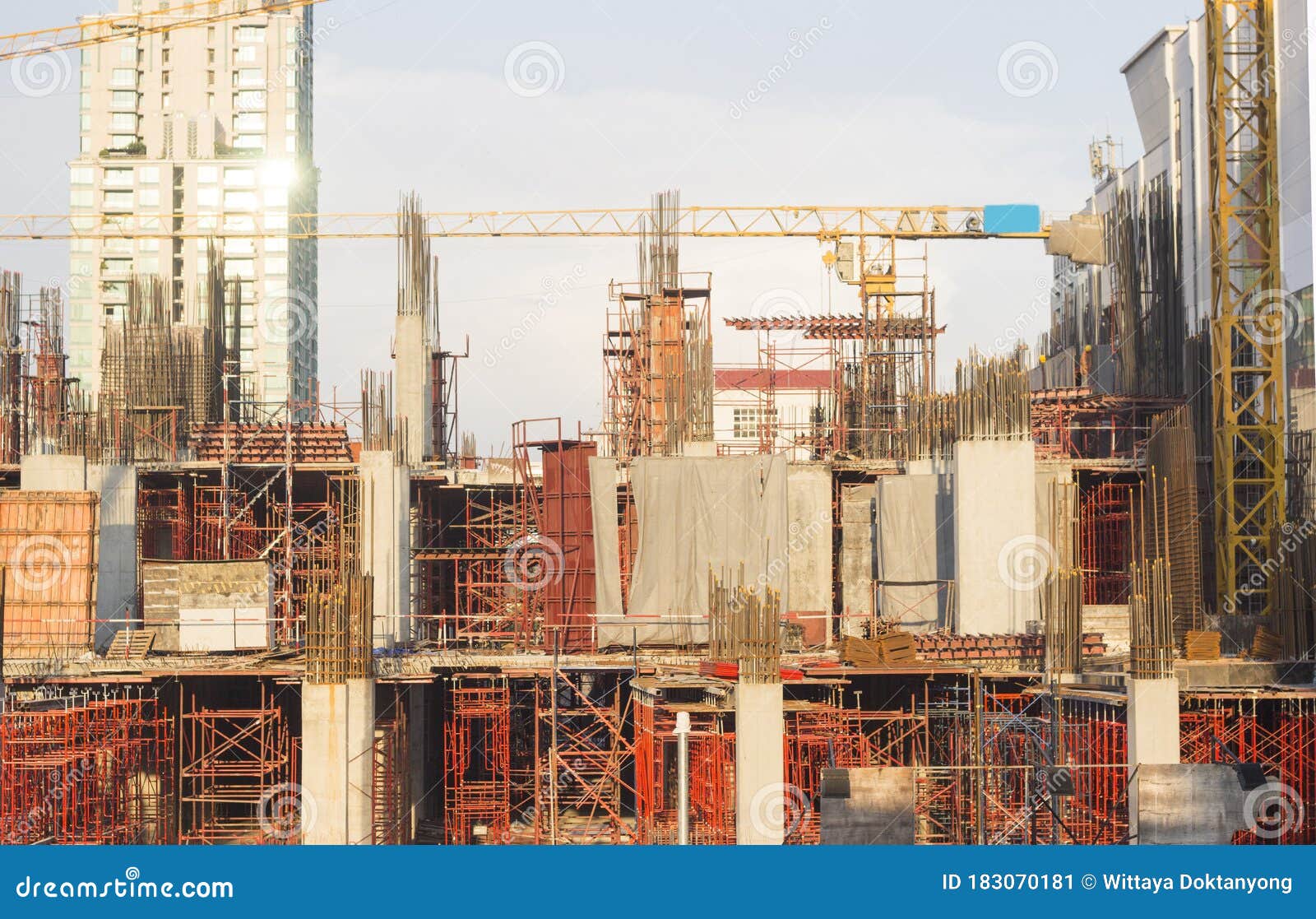 Multi-storey Building Structure is Constructing Steel Frame Stock Image ...