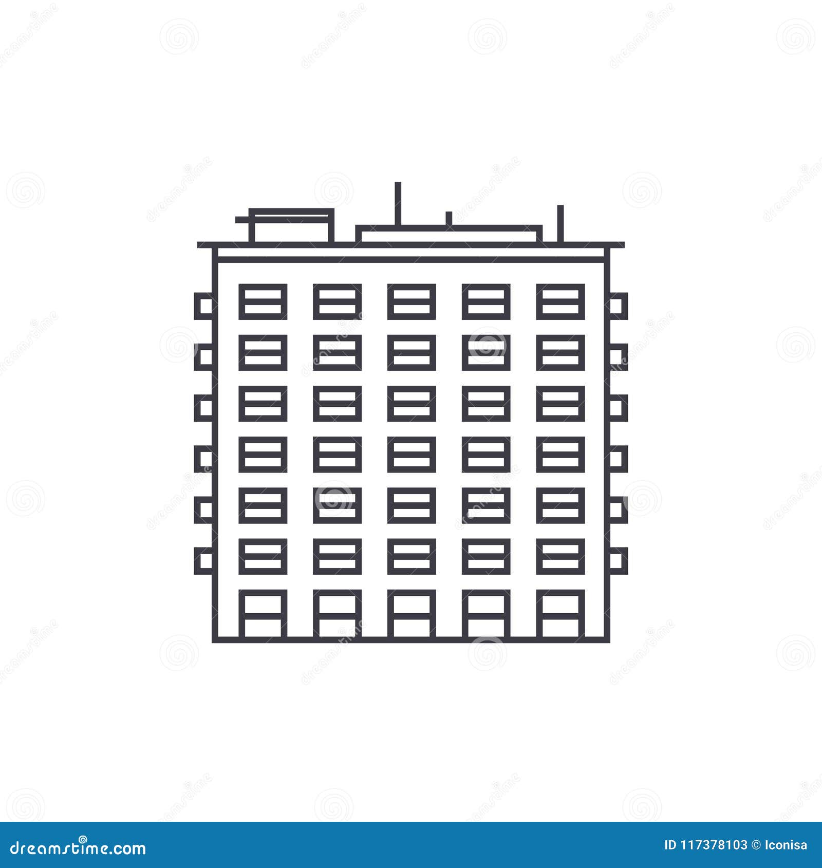 Multi Storey Building Thin Line Icon Concept. Multi Storey Building ...