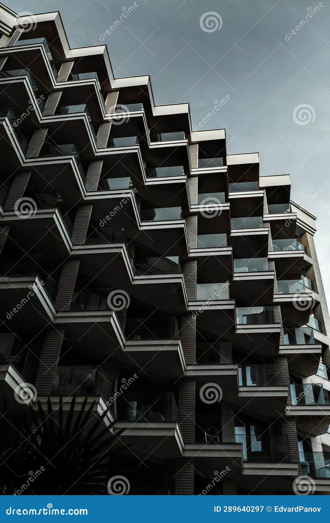 Multi-storey Building with Triangular Jagged Balconies Stock Image ...