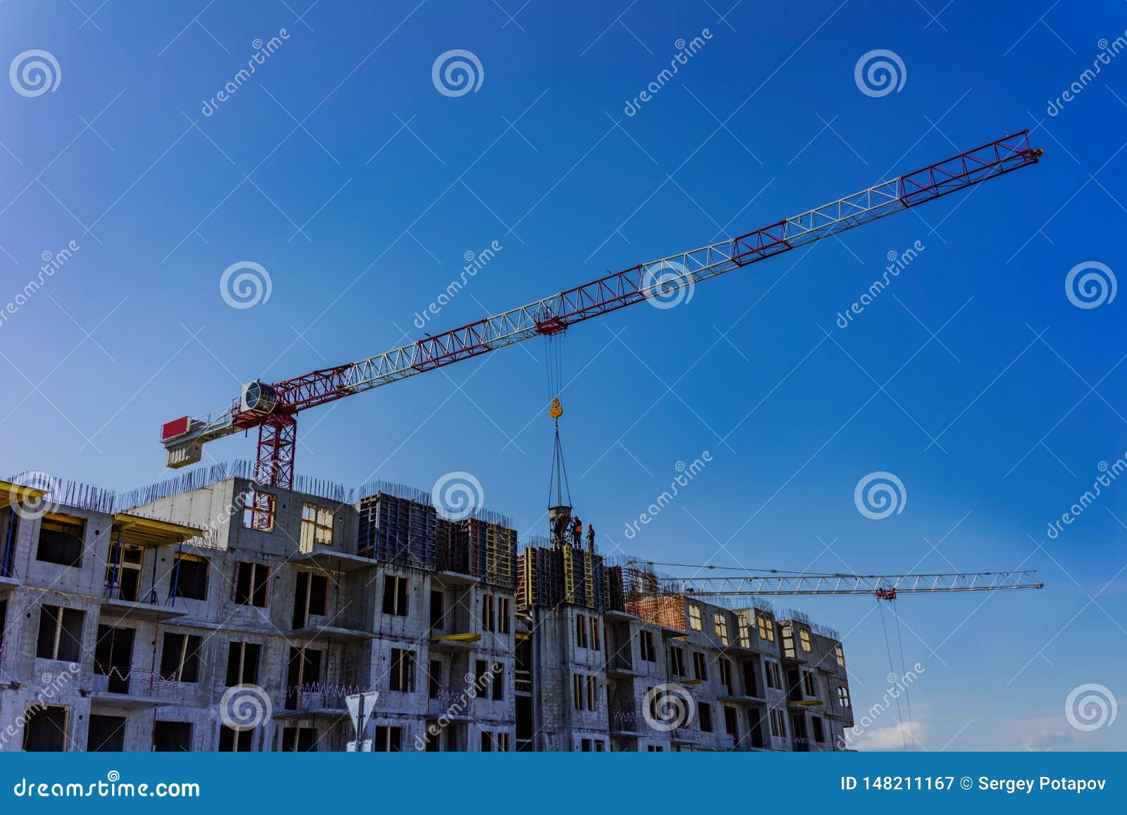 Multi-storey Building Under Construction with a Tower Crane. Stock ...