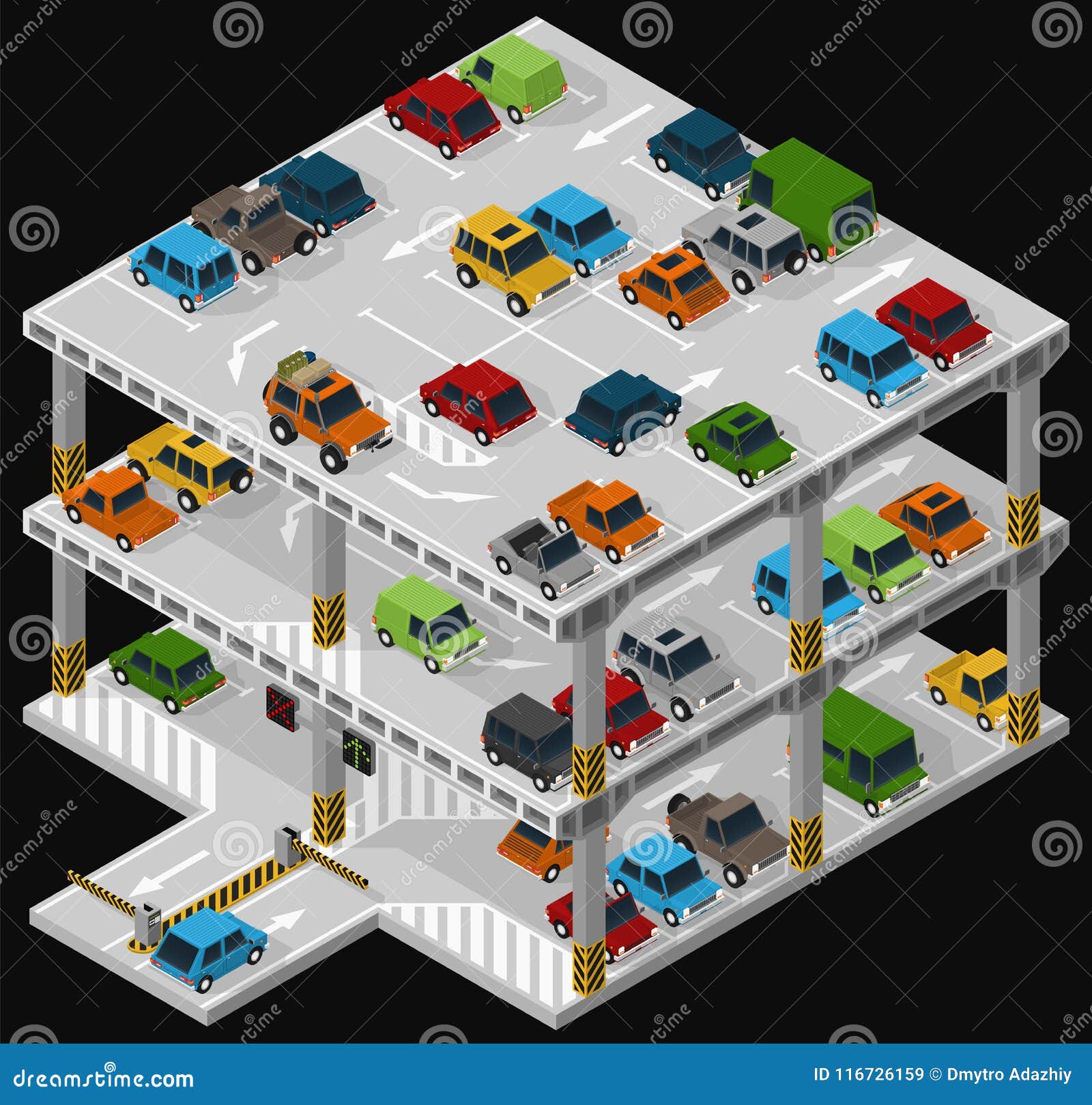 Multi storey car park. stock vector. Illustration of column - 116726159