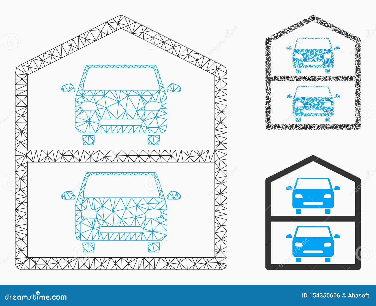 Multi-Storey Car Park Vector Mesh 2D Model and Triangle Mosaic Icon ...
