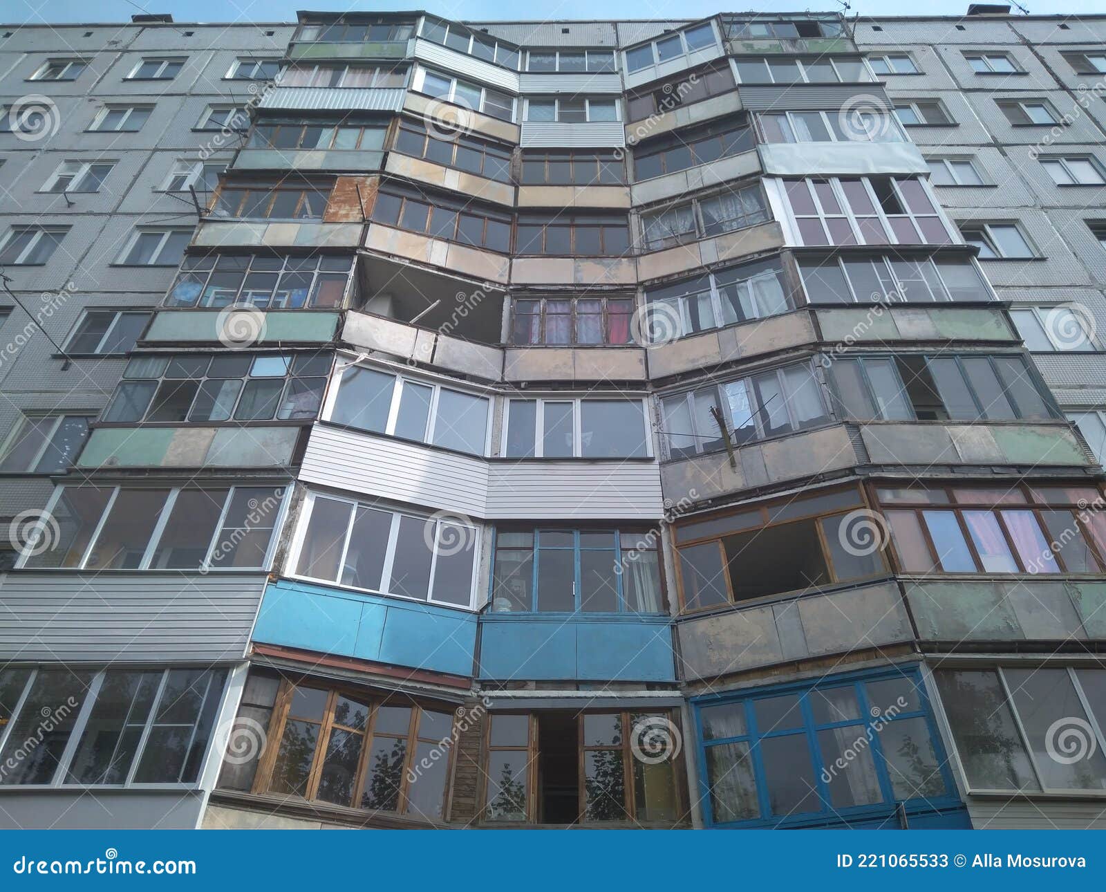 Multi-storey Ghetto House with Windows on the Facade Balconies ...