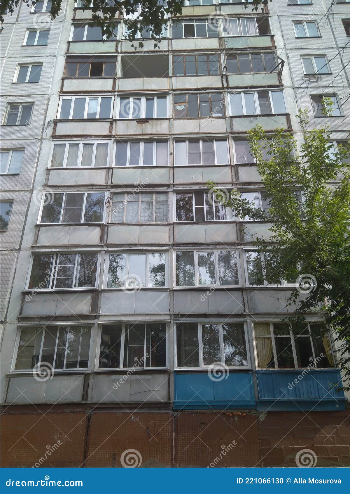 Multi-storey Ghetto House with Windows on the Facade Balconies ...
