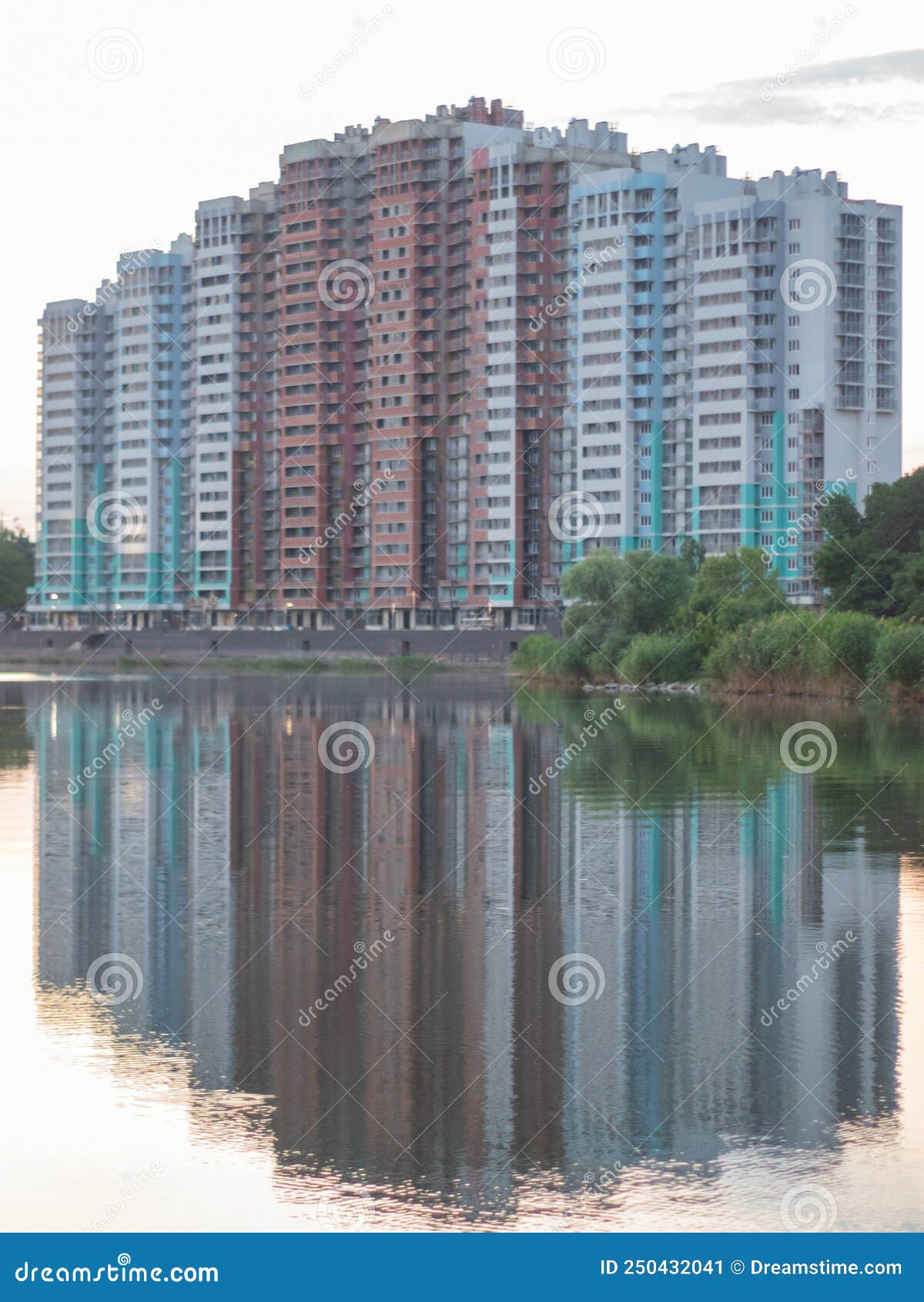 Multi-storey House on the Shore of the Lake Real and Reflection ...