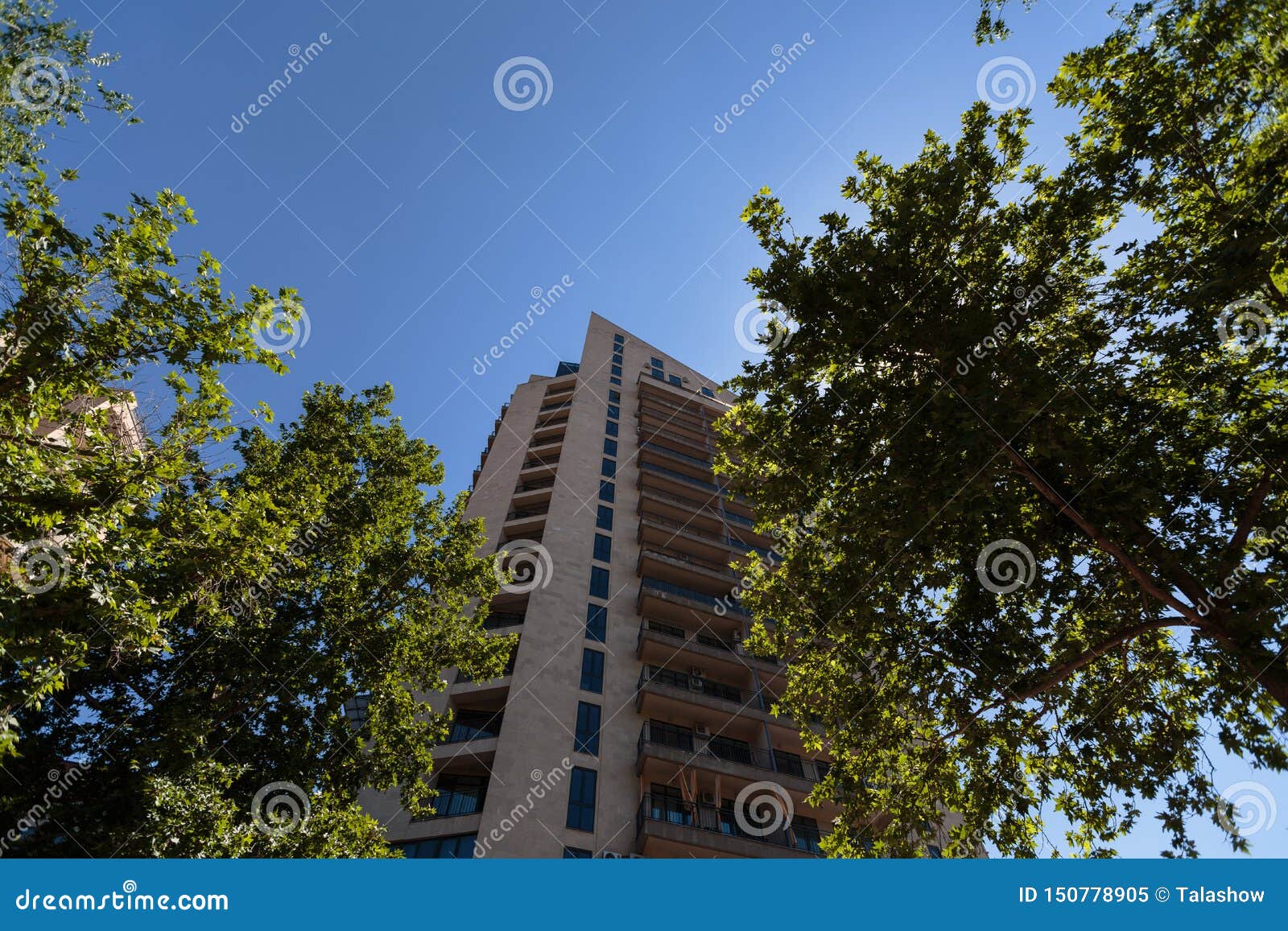 Multi Storey House between Two Trees View from Below Stock Image ...