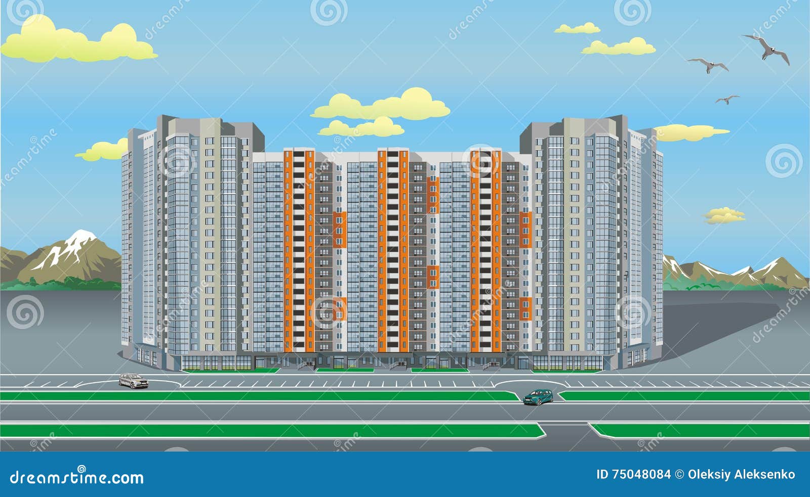 Multi-storey Modern House in the Vector. Stock Vector - Illustration of ...